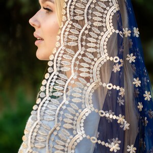 NEW!! Blue Mass Veil, Infinity Veil Mantilla, Faith Head Coverings Holy ...