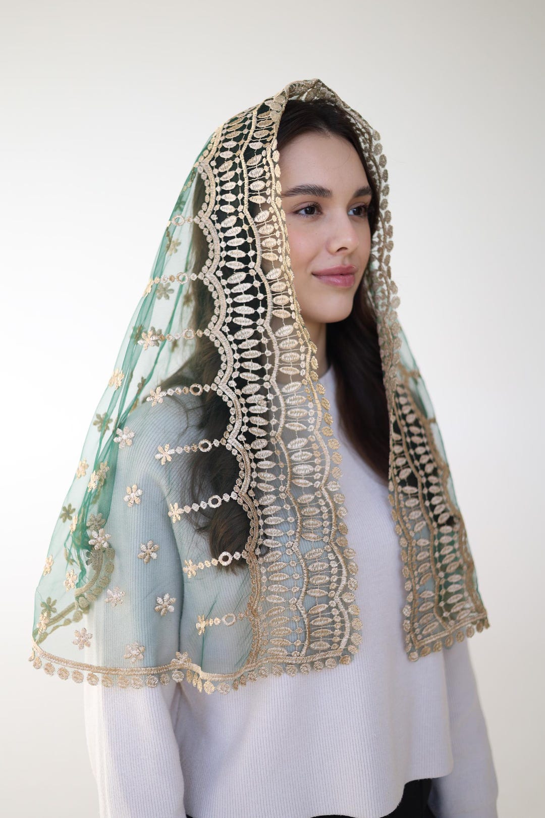 Faith Head Coverings Holy, Chapel Veils, Green Mass Veil, Infinity Veil ...
