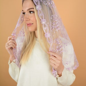 Limited Purple Long Veil, Long Mantilla, Purple Gradient Catholic Veil ...