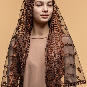 Long Brown Veil, Chapel Long Veil, Faith Head Coverings Holy - Etsy