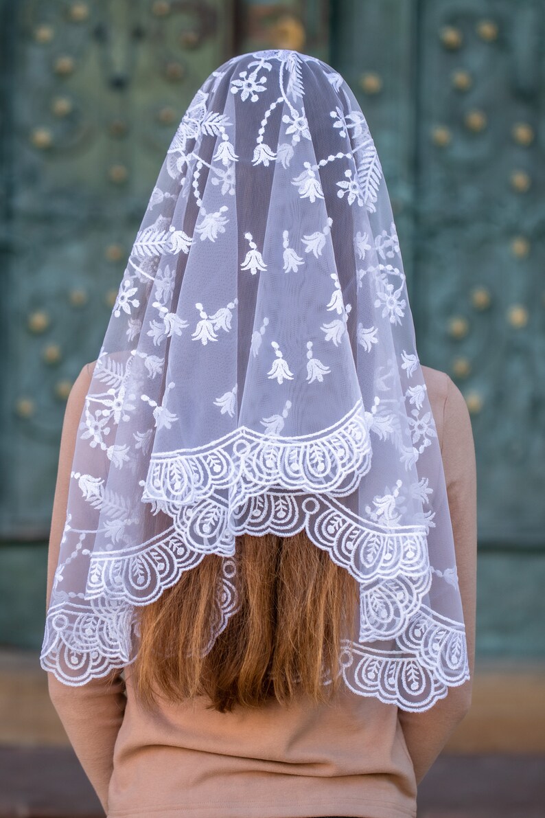 NEW!! Catholic Head Covering Veil, Lace Chapel Veil With Floral Design ...