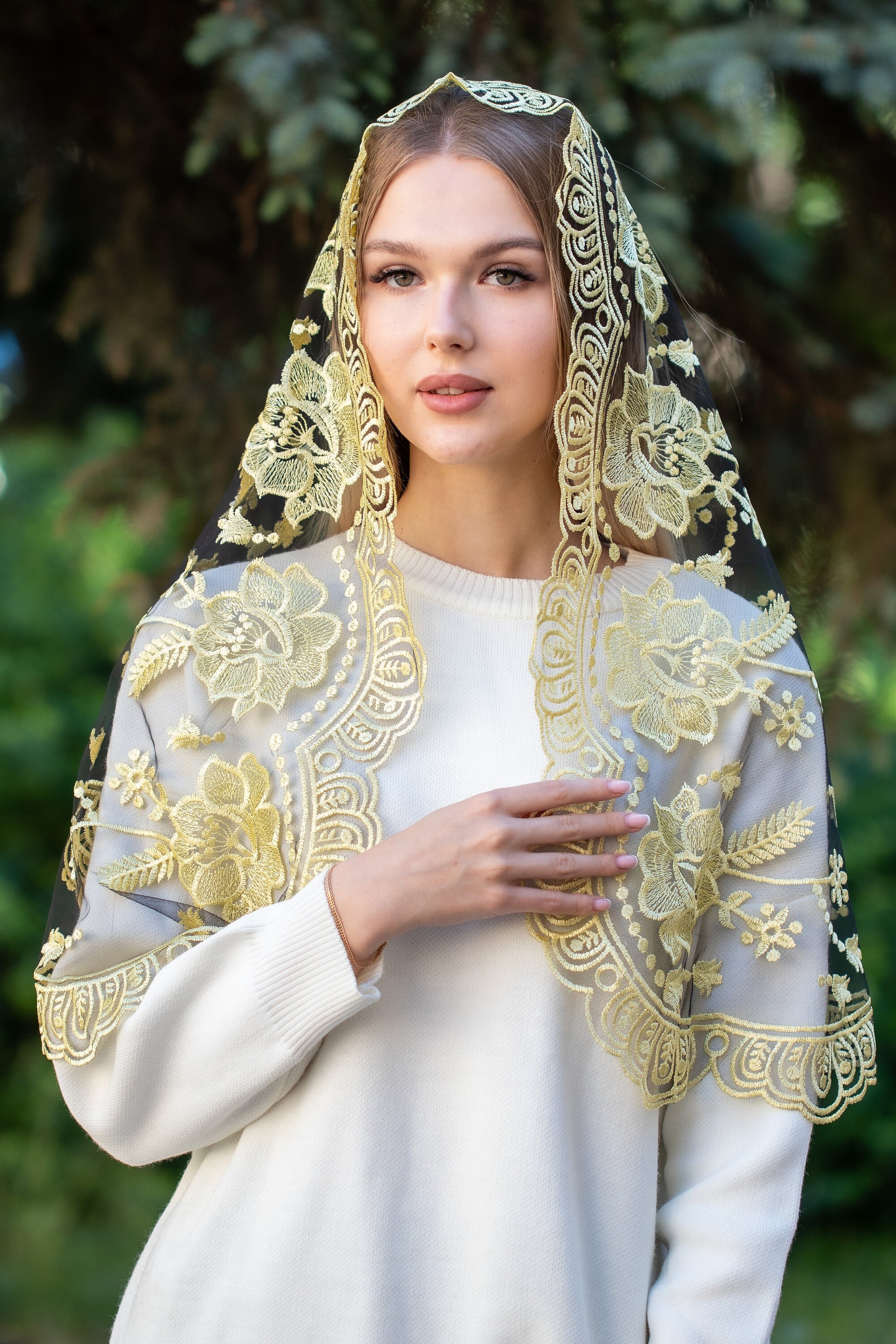 Faith Head Coverings Holy, Chapel Veils, Yellow Mass Veil, Long Veil ...
