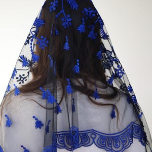 Blue Chapel Veil, Long Church Veil, Classic Catholic Veil Mantilla - Etsy