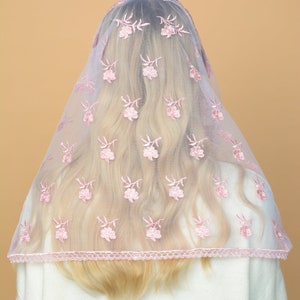 Pink Chapel Veil, Catholic Head Covering Veil for Church, Catholic Lace ...