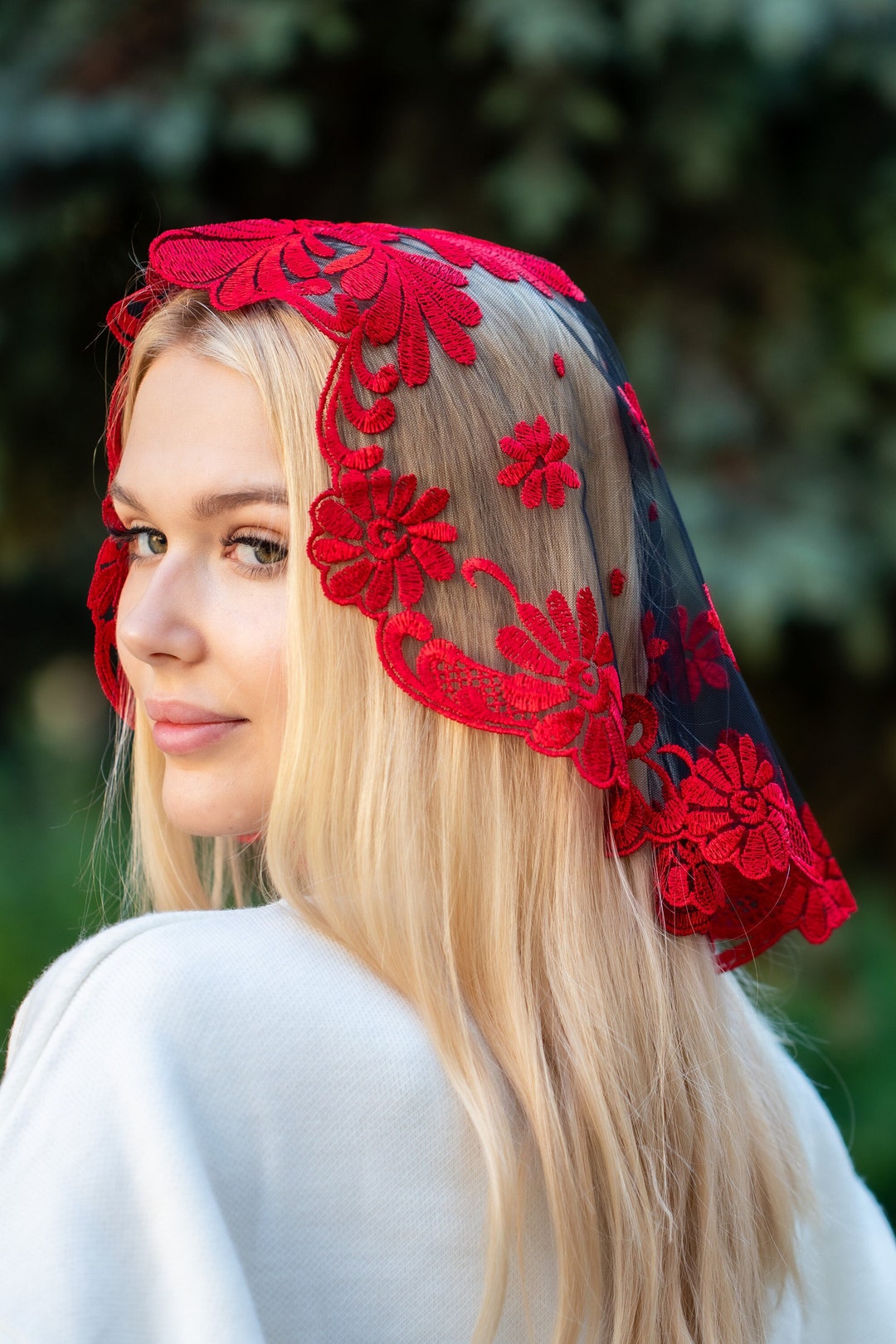 New! Red Veil for Church, Chapel Veil, Short Catholic Veil - Etsy