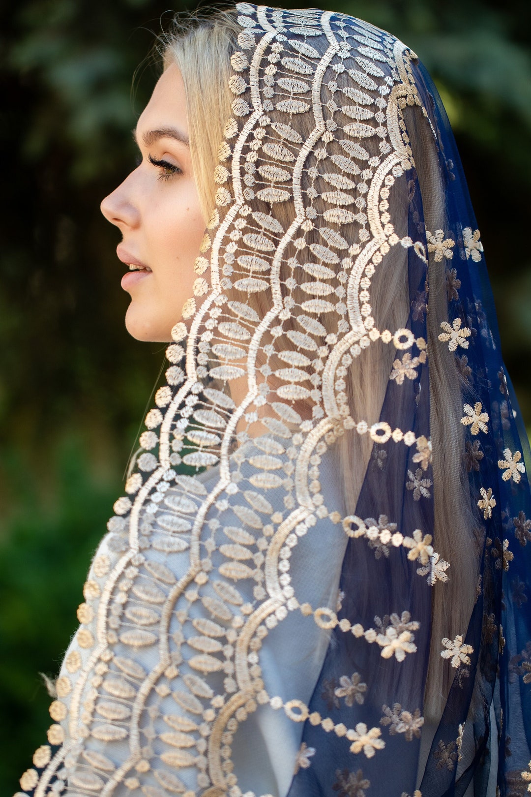 Faith Head Coverings Holy, Chapel Veils, Blue Mass Veil, Long Veil ...