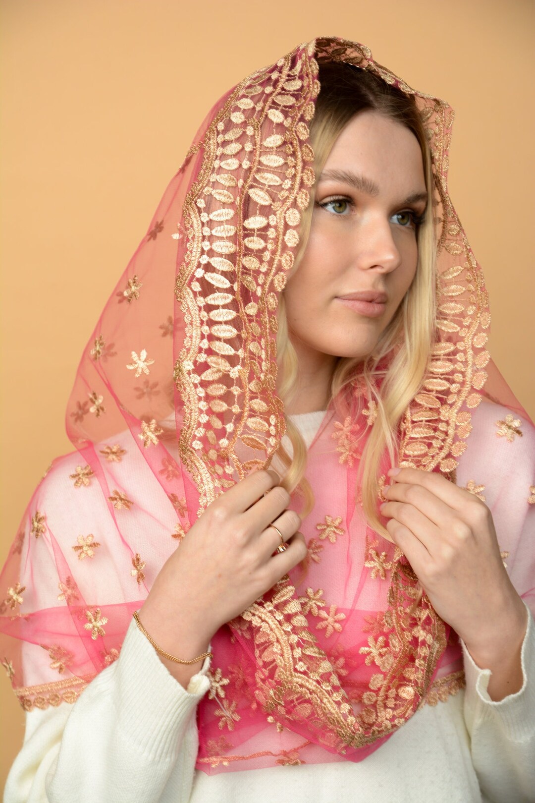 Infinity Gold Mass Veil, Infinity Veil Mantilla, Faith Head Coverings ...