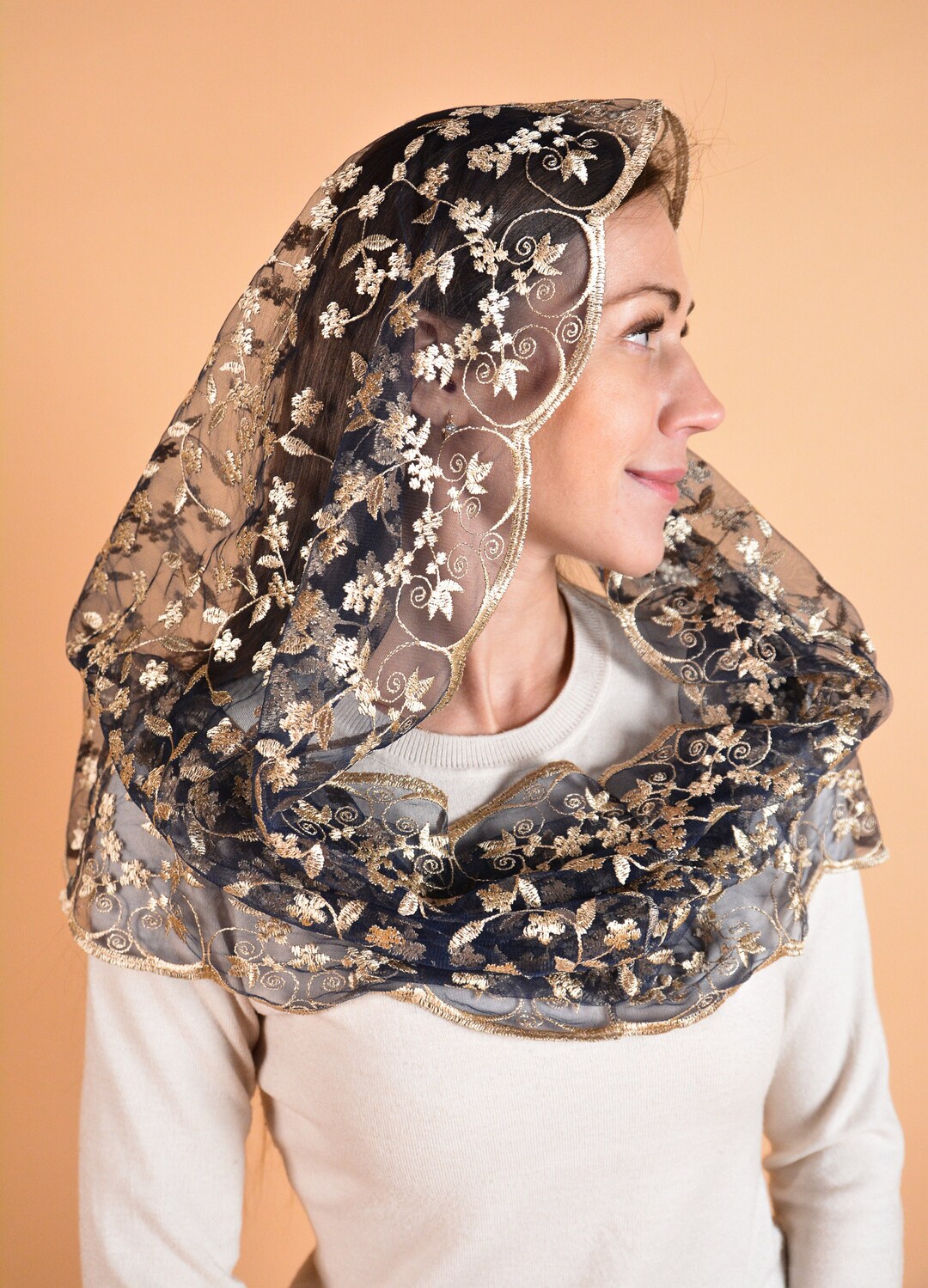 Cathedral Gold Veil, Chapel Veil for Mass, Infinity Chapel Veil - Etsy