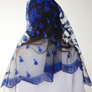Blue Chapel Veil, Long Church Veil, Classic Catholic Veil Mantilla - Etsy