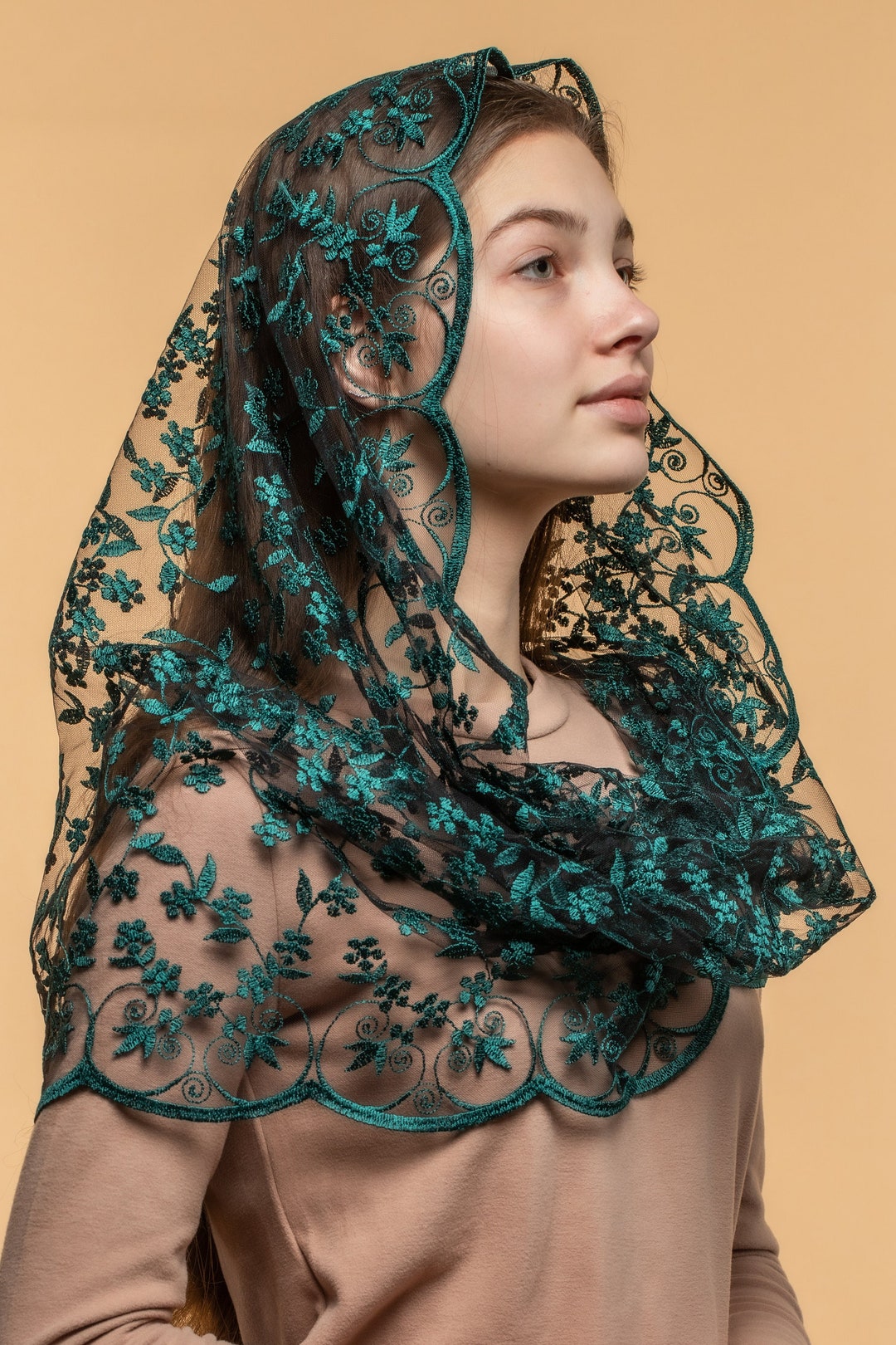 Catholic Green Infinity Veil, Green Infinity Chapel Veil, Infinity ...