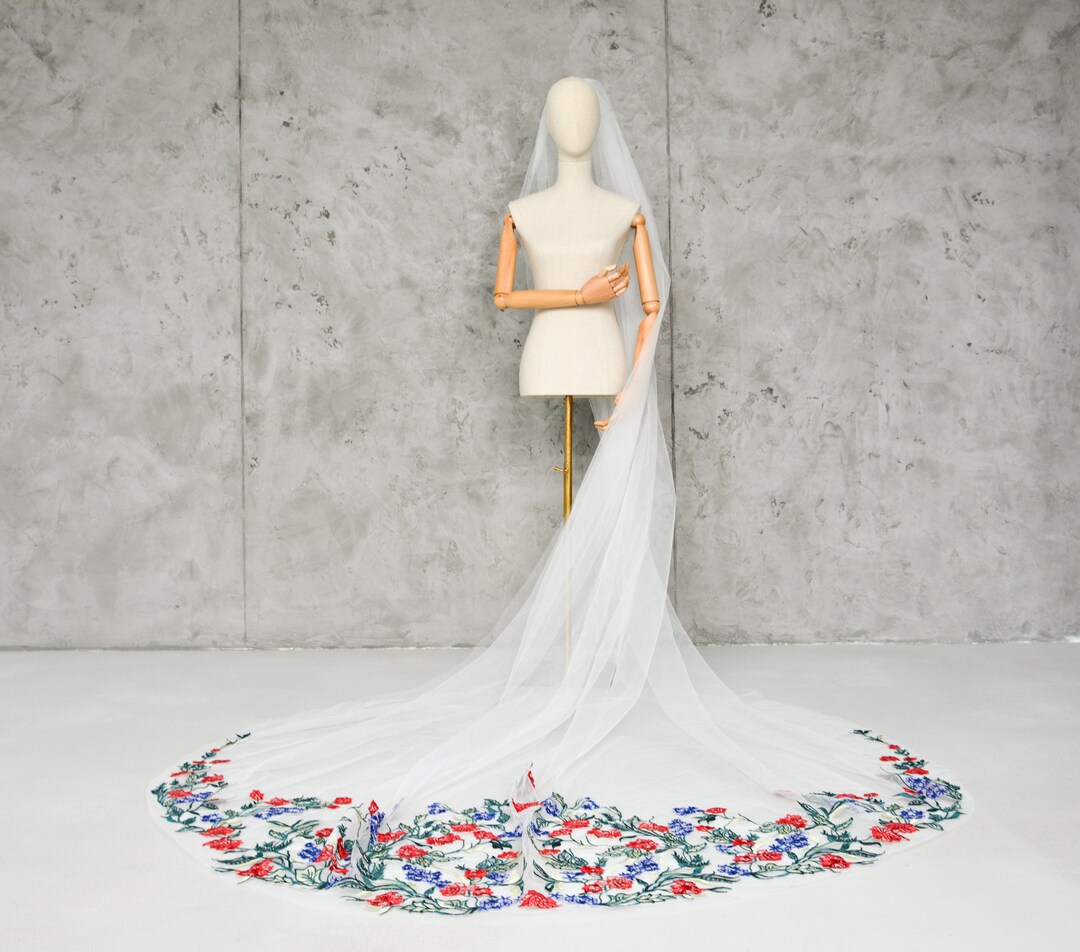 Raindow Color Bridal Veil, Color Wedding Veil, Colored Wedding Veil - Etsy