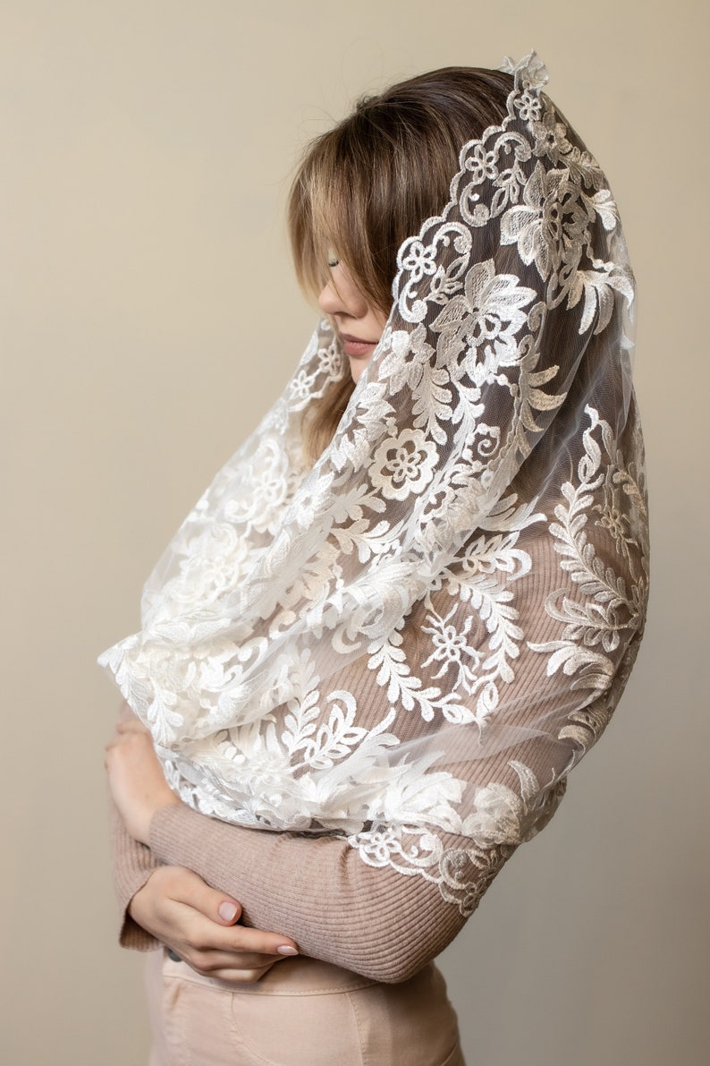 Catholic Head Covering Veil Lace Chapel Veil With Floral - Etsy