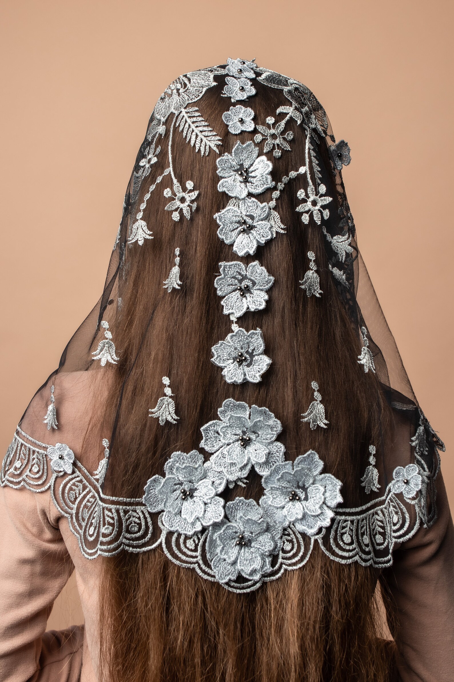 3D Chapel Grey Veil , Short Grey Chapel Veil, Catholic Mass Veil - Etsy