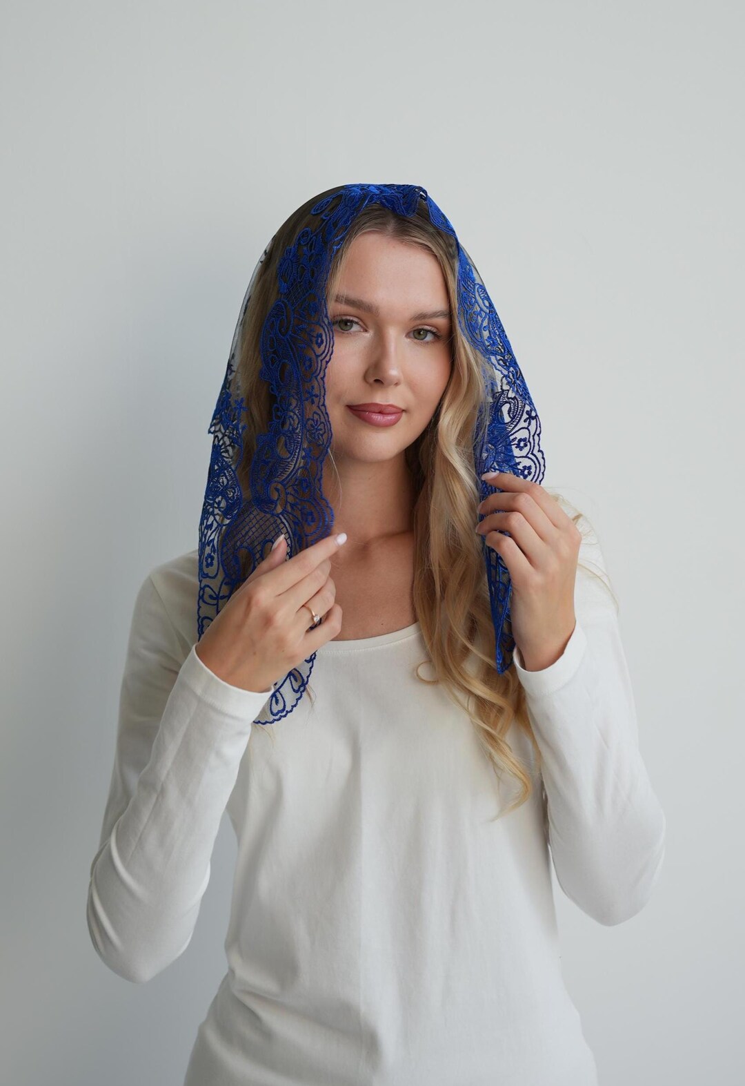 Blue Chapel Veil, Lace Blue Lace, Church Veil, Catholic Veil - Etsy