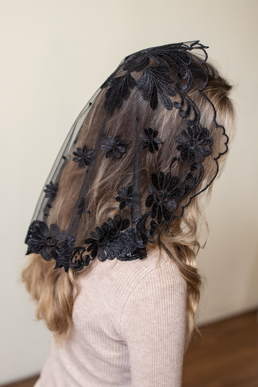 Black Our Lady of Fatima Veil , Catholic Head Covering Veil for Church ...