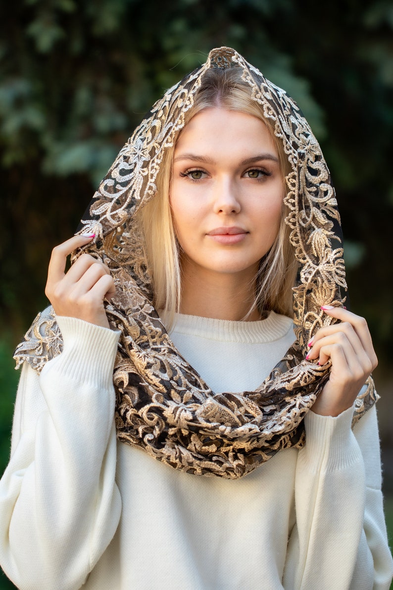 NEW Infinity Gold Chapel Veil Catholic Lace Mantilla - Etsy