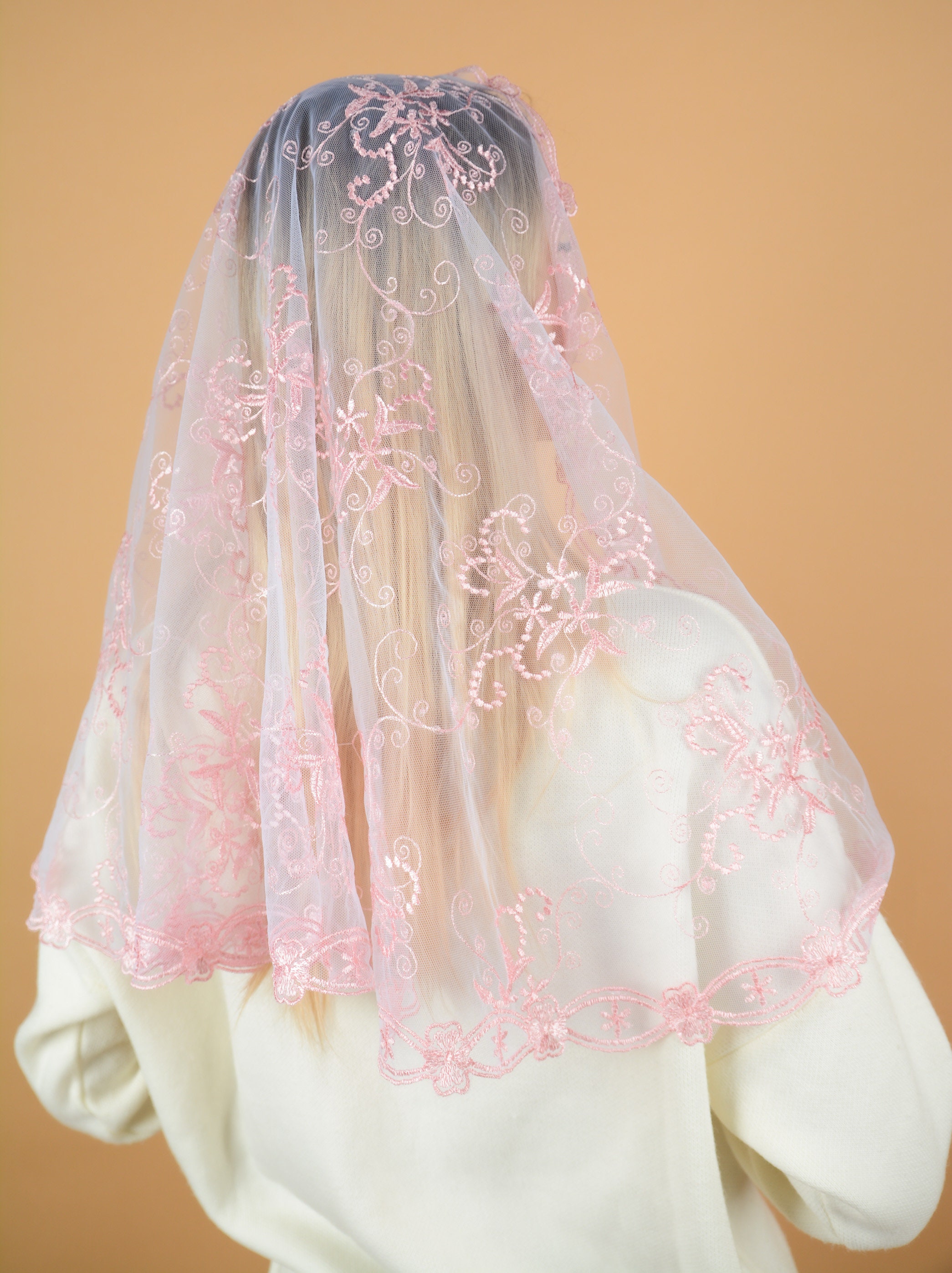 Pink Chapel Veil, Latin Mass Veil, Veil for Church, Catholic Mass Veil ...