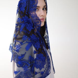 Blue Chapel Veil, Long Church Veil, Classic Catholic Veil Mantilla - Etsy