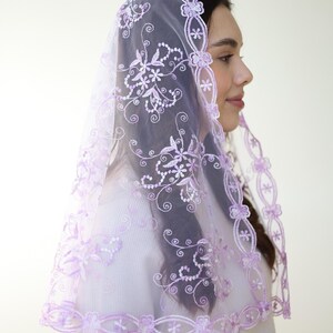 Limited Purple Long Veil, Long Mantilla, Purple Gradient Catholic Veil ...
