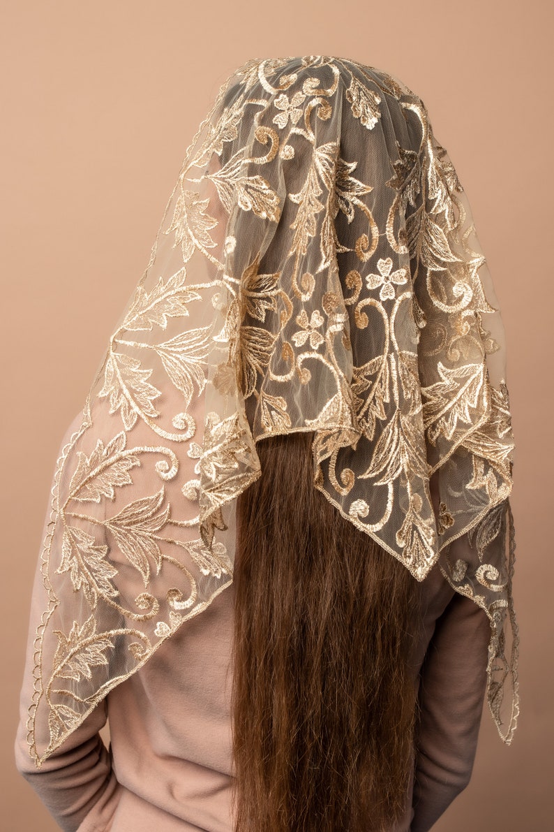 Triangle Gold Veil Church Lace Gold Veil Catholic Lace - Etsy