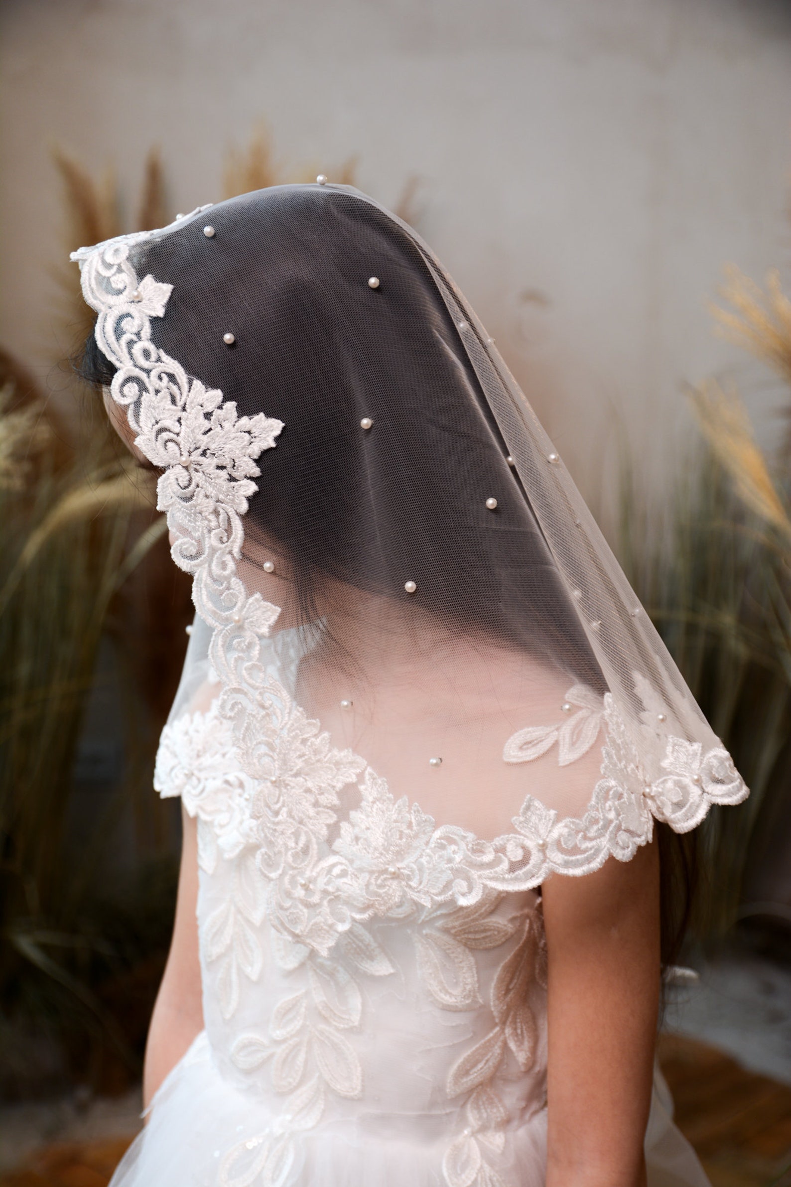 Pearl White Kid Church Veil, Child Catholic Veil, White Short Child ...