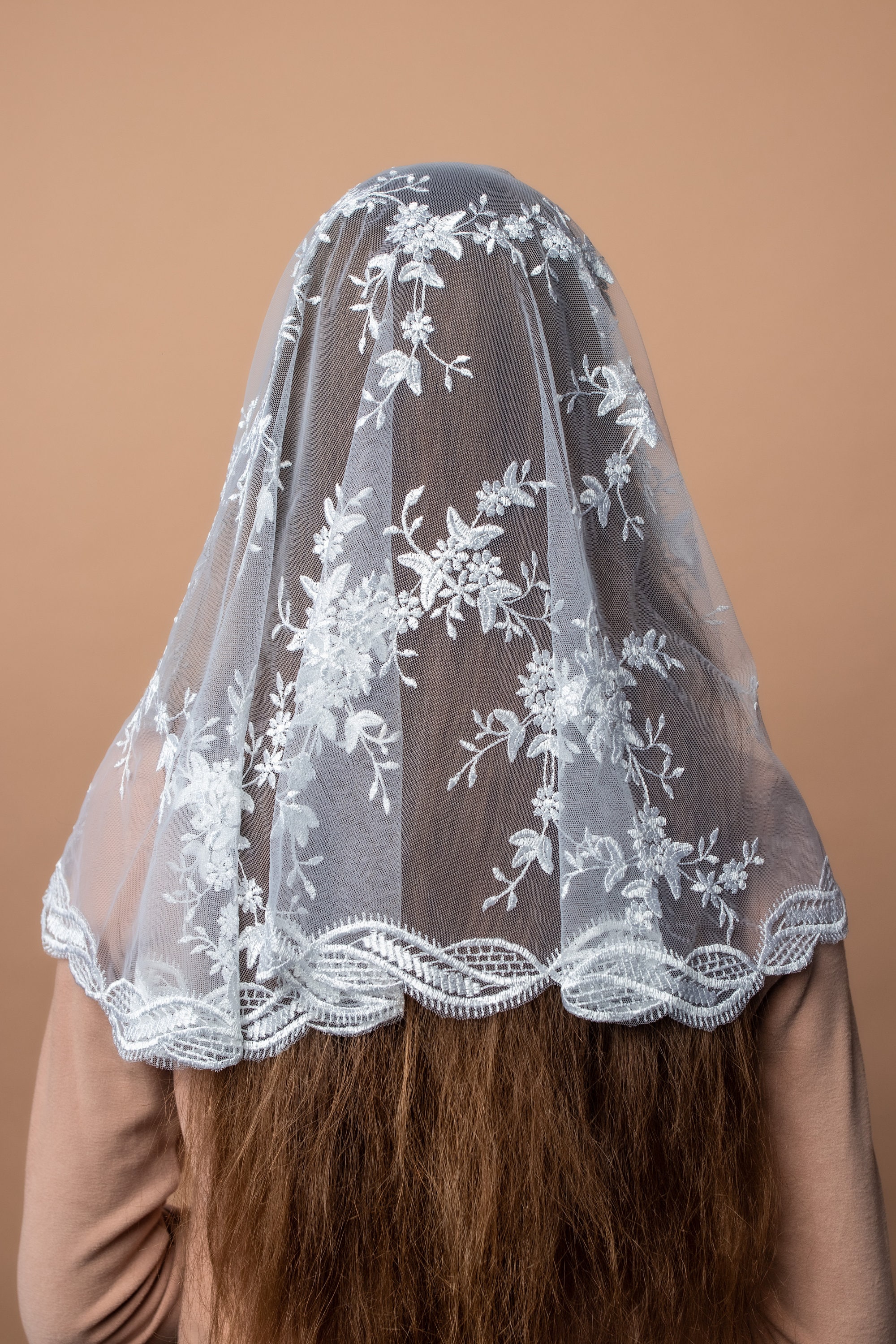 White Short Church Veil, Catholic Veil , Church Veil, Orthodox Veil ...