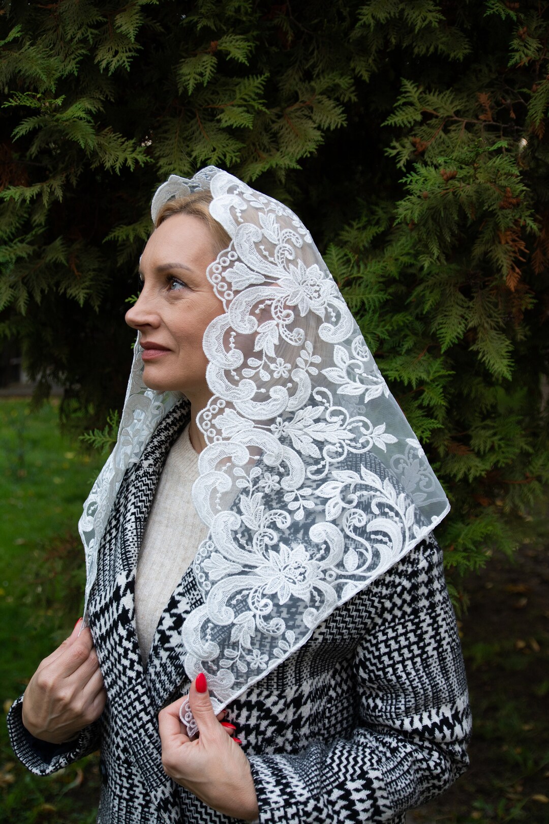 Ivory Mass Veil, Infinity Veil Mantilla, Faith Head Coverings Holy ...