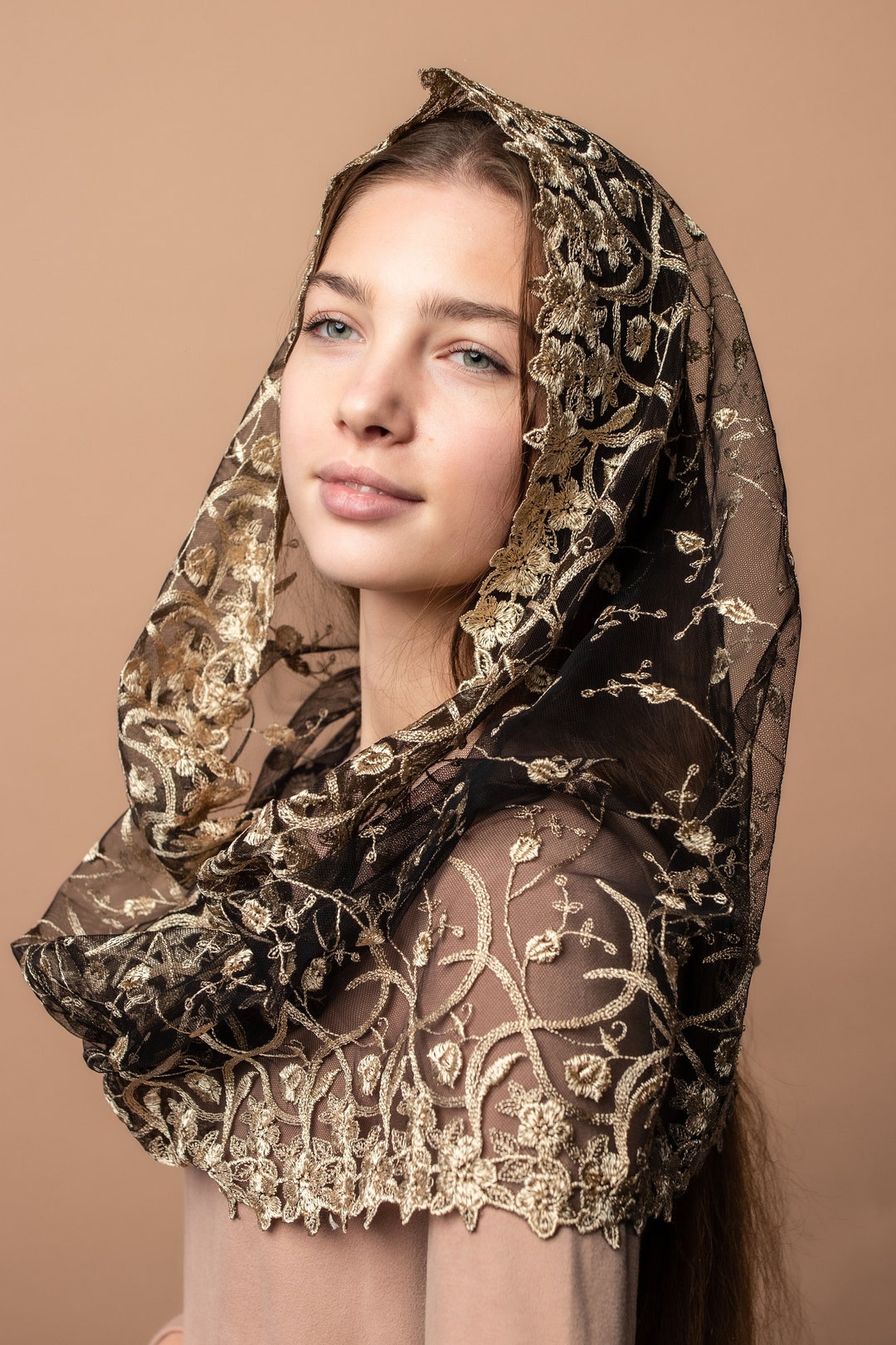 NEW!! Infinity Grey Chapel Veil, Catholic Lace Mantilla, Catholic Head ...