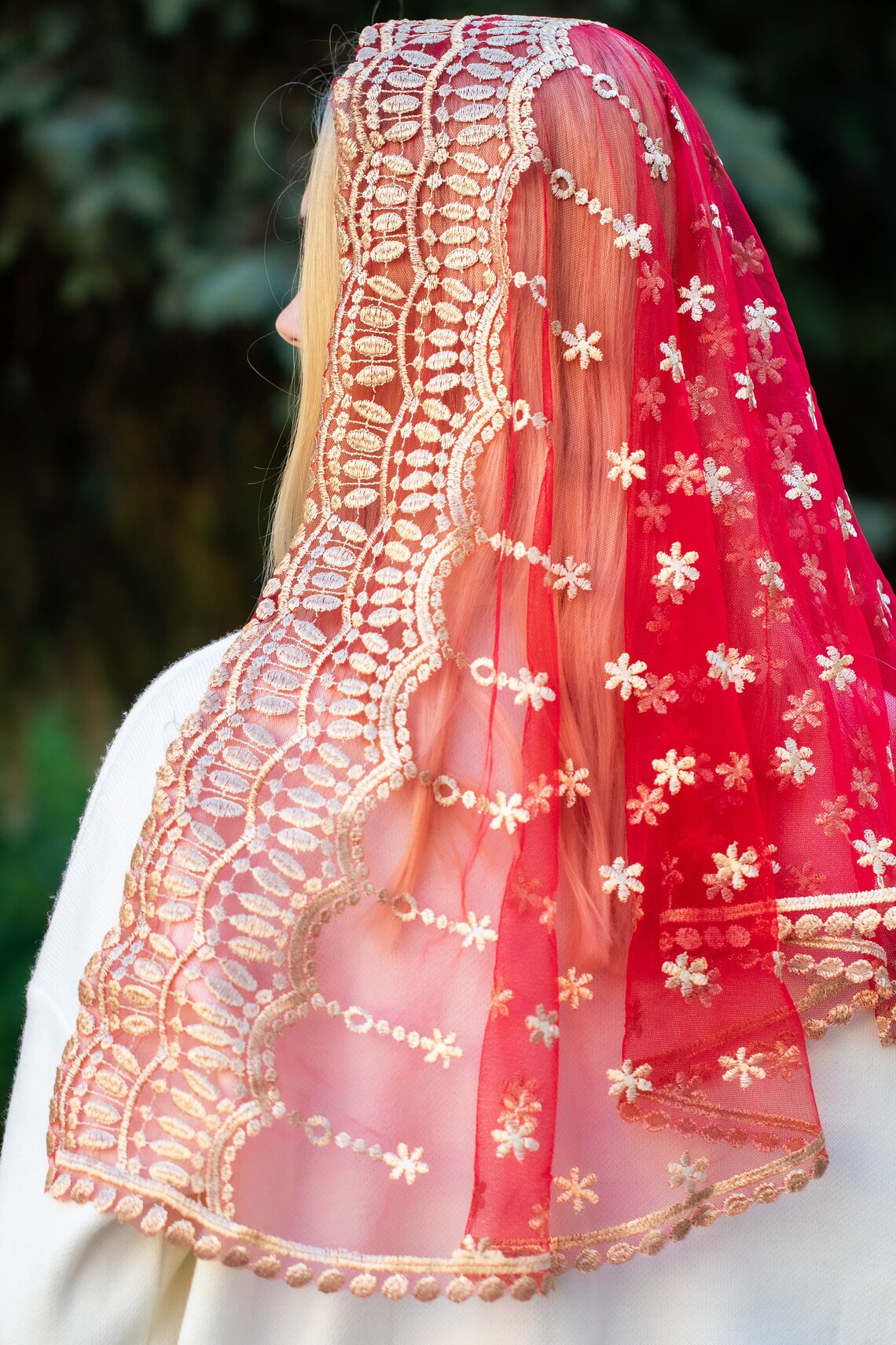 Red Mass Veil, Gold Veil Mantilla, Faith Head Coverings Holy, Chapel ...