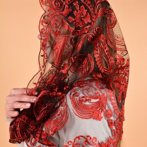 Infinity Red Lace Chapel Veil, Lace Church Veil, Infinity Lace Chapel ...