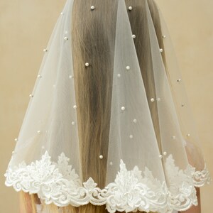Kid Veil With Pearls , Child Veil for Church, Catholic Lace Mantilla - Etsy