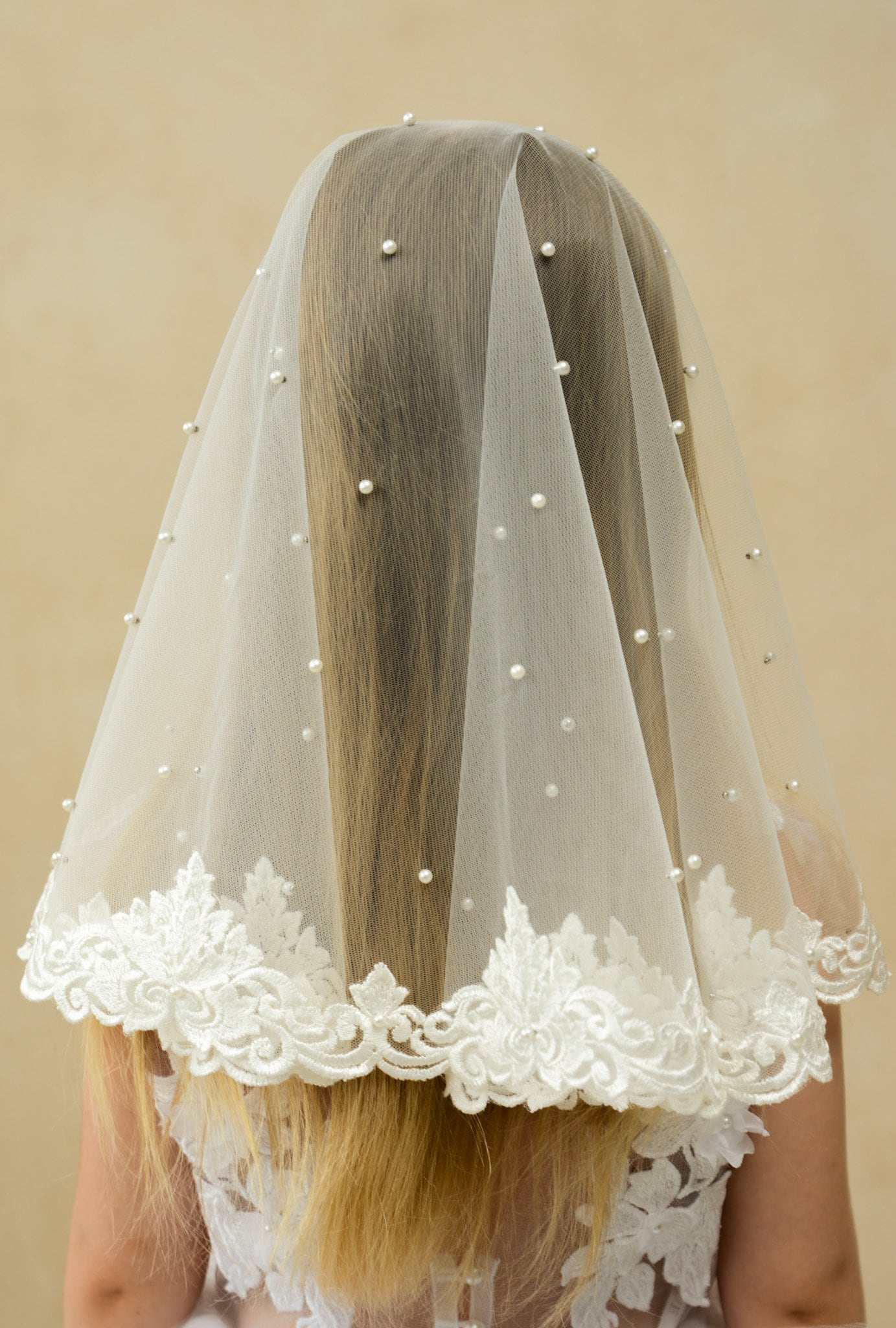 Kid Veil With Pearls , Child Veil for Church, Catholic Lace Mantilla - Etsy