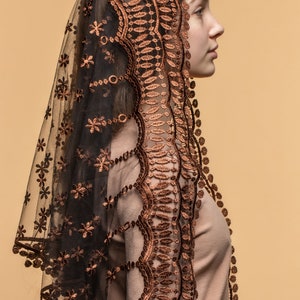 Long Brown Veil, Chapel Long Veil, Faith Head Coverings Holy - Etsy
