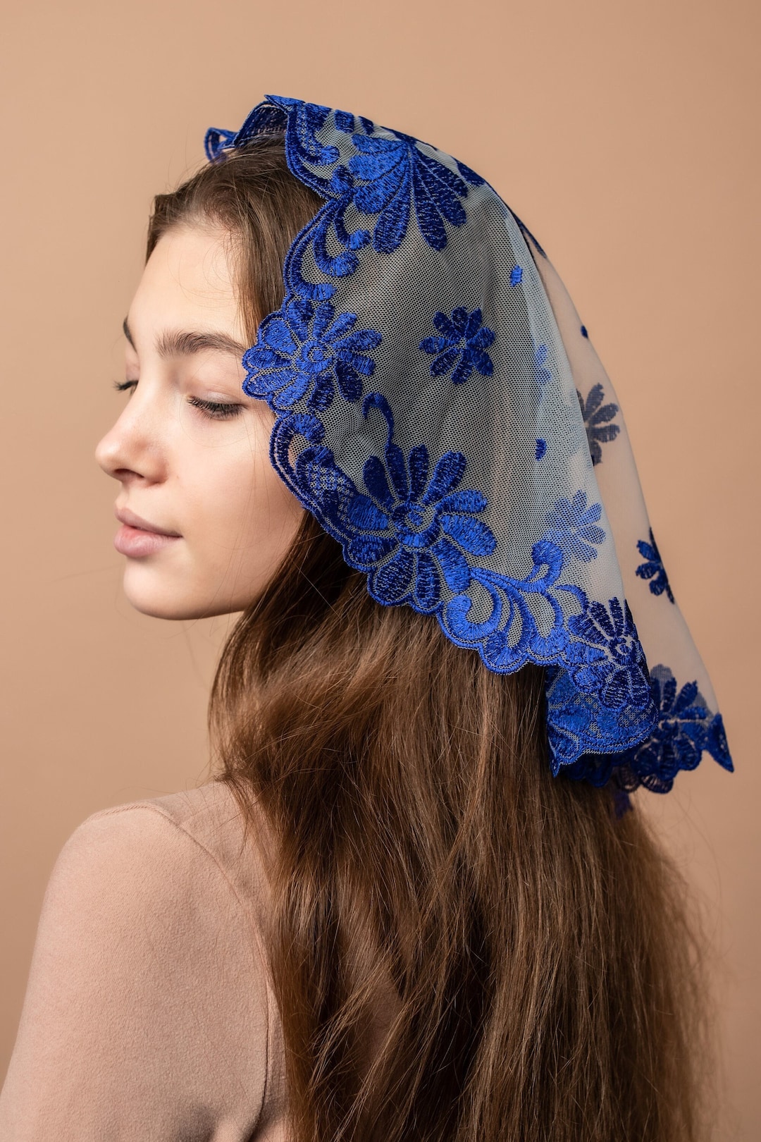 Blue Veil for Church Catholic Head Covering Veil for Church - Etsy