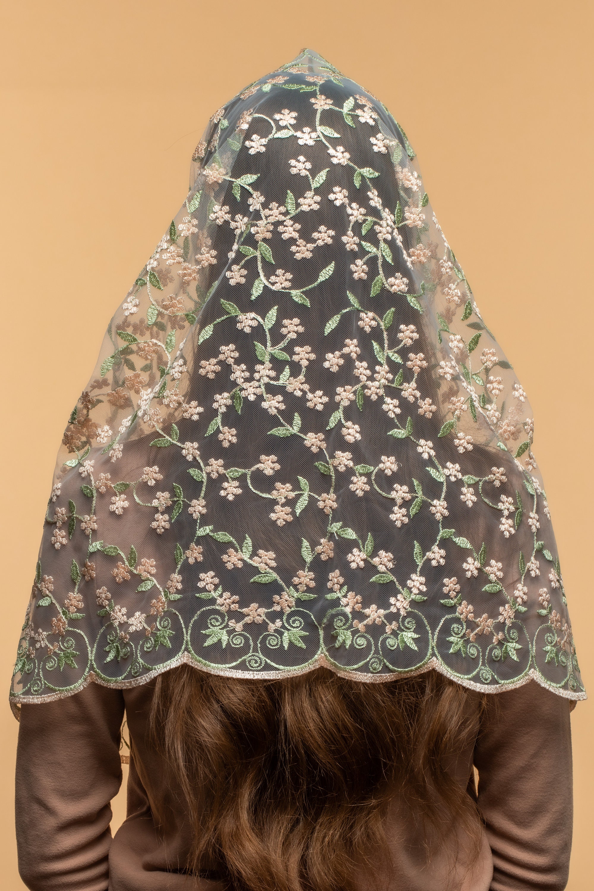 Catholic Floral Infinity Veil, Peach Infinity Chapel Veil, Infinity ...