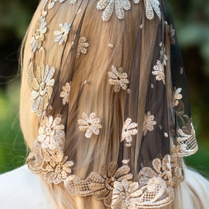 Gold Short Veil , Catholic Head Covering Veil for Church, Catholic Lace ...