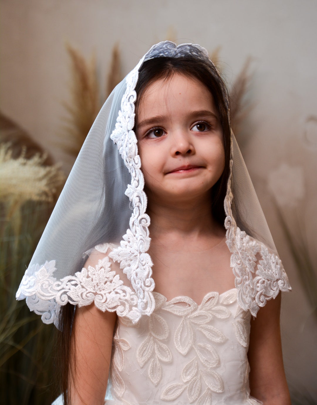 White Kid Church Veil, Child Catholic Veil, White Short Child Veil - Etsy