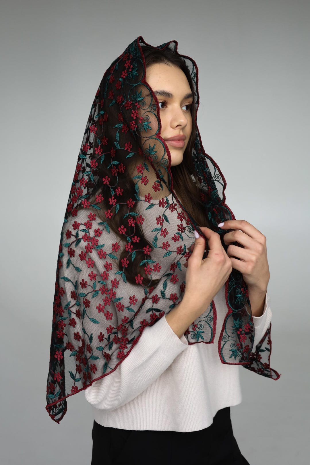 Extra Long Chapel Veil, Long Lace Mantilla, Chapel Lace Scarf, Catholic ...