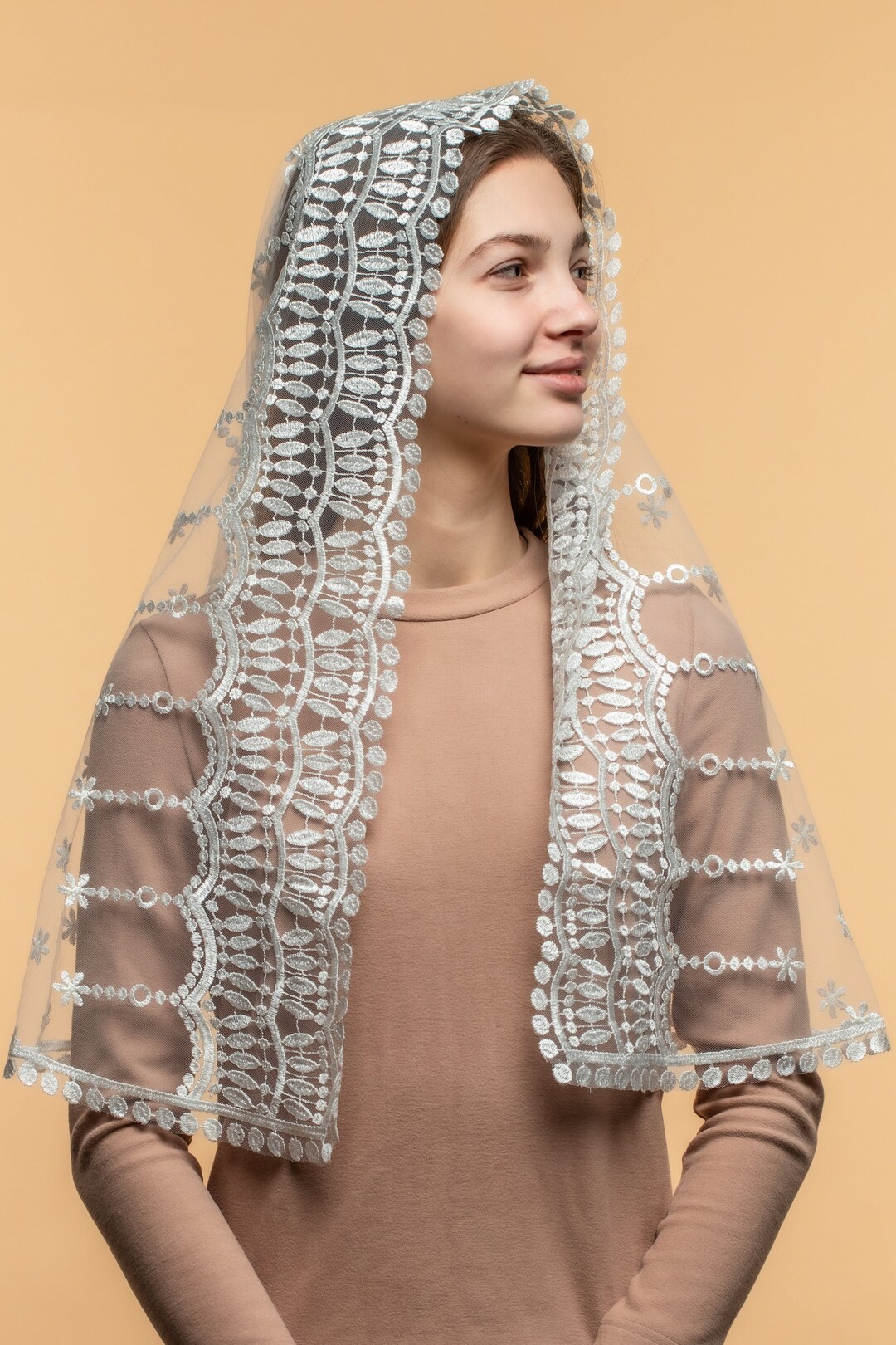 Long White Veil, Latin Mass Veil, Catholic Mass Veil, White Veil for ...