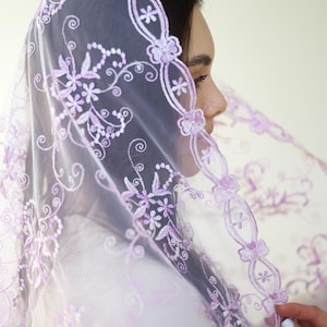 Limited Purple Long Veil, Long Mantilla, Purple Gradient Catholic Veil ...