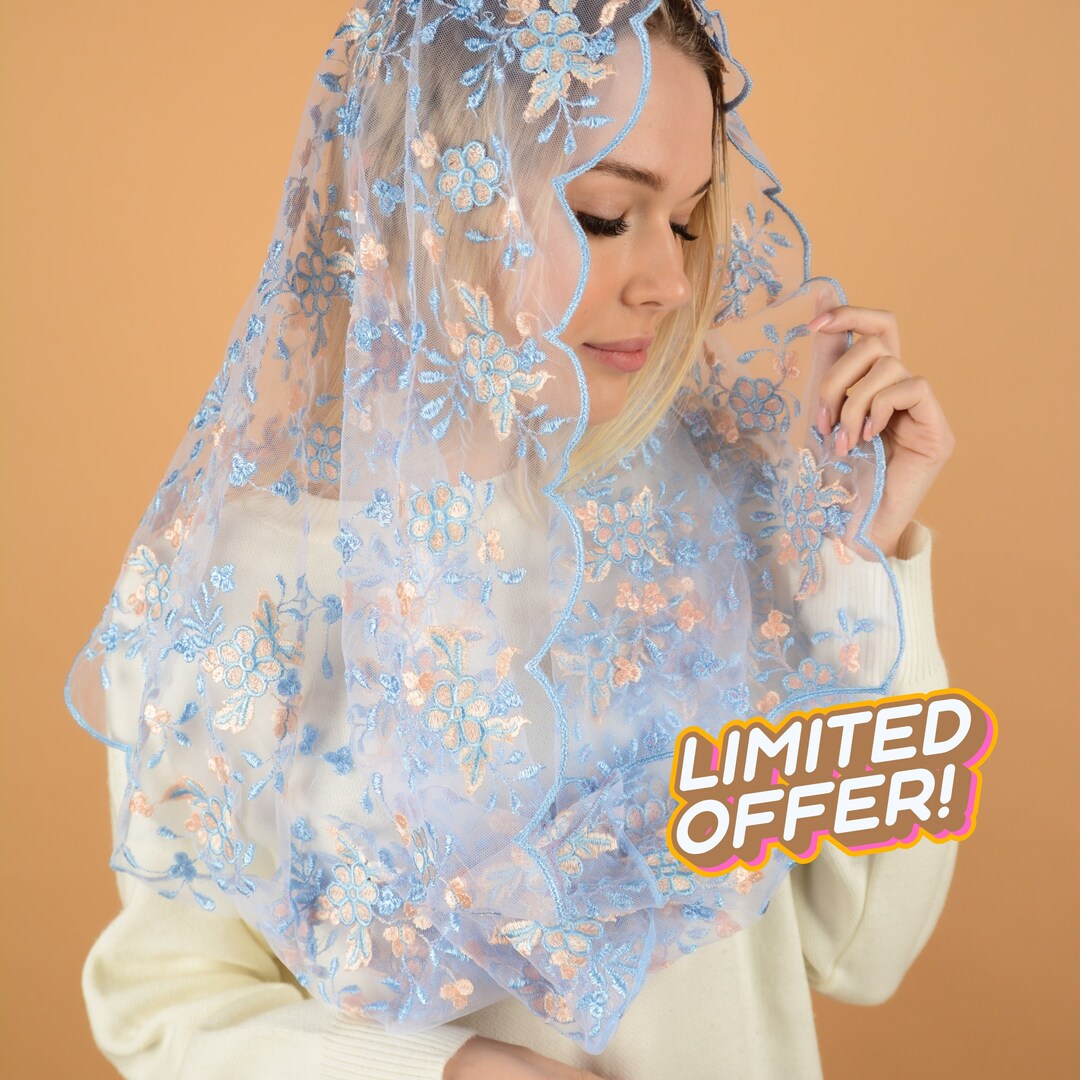 Limited Infinity Chapel Veil, Catholic Blue Head Covering Veil for ...