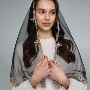 Black Mantilla, Limited Long Veil, Long Mantilla, Black Catholic Veil ...