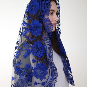 Blue Chapel Veil, Long Church Veil, Classic Catholic Veil Mantilla - Etsy