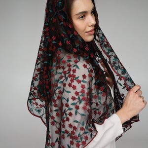 Extra Long Chapel Veil, Long Lace Mantilla, Chapel Lace Scarf, Catholic ...