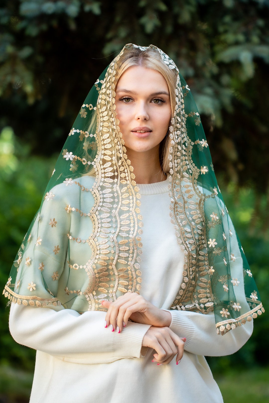 NEW!! Green Mass Veil, Infinity Veil Mantilla, Faith Head Coverings ...