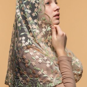 Catholic Floral Infinity Veil, Peach Infinity Chapel Veil, Infinity ...