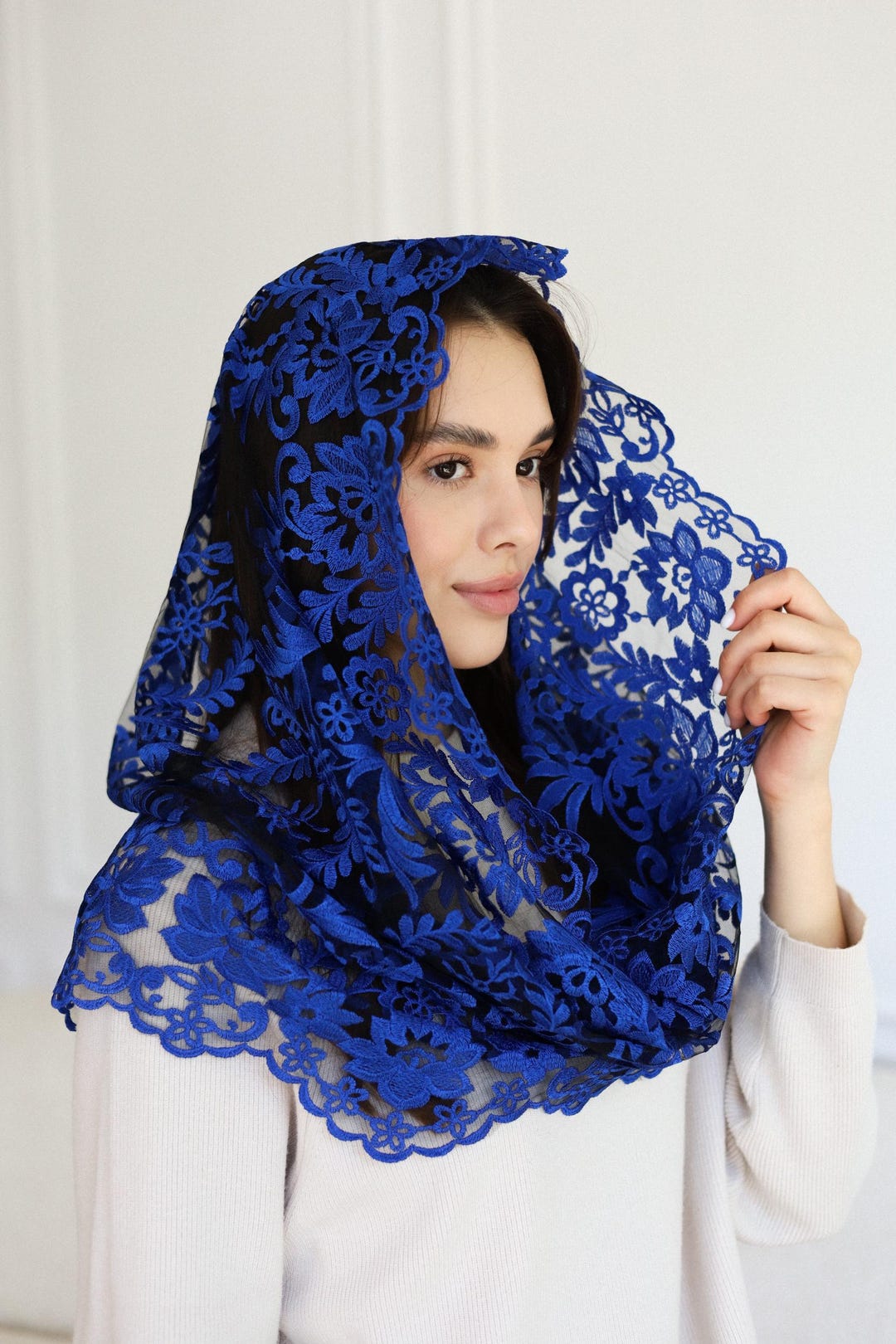 Catholic head covering veil for church, Latin Mass Mantilla, Infinity ...