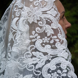 Ivory Mass Veil, Infinity Veil Mantilla, Faith Head Coverings Holy ...