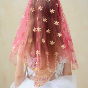 Pink Child Veil, Pink Catholic Kid Veil, Lace Chapel Veil for Child - Etsy