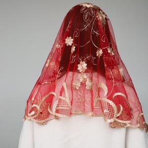 Red Mass Veil, Lace Veil Mantilla, Faith Head Coverings Holy, Chapel ...